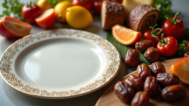 Empty Plate Awaiting a Delicious Ramadan or Eid Feast Stock Photo ...