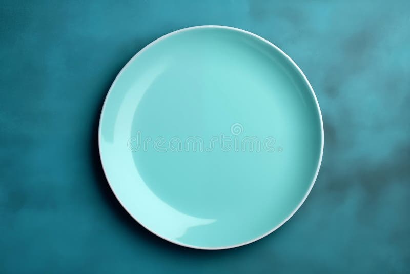 Empty Plate on Blue Background, Intermittent Fasting Concept. Stock ...