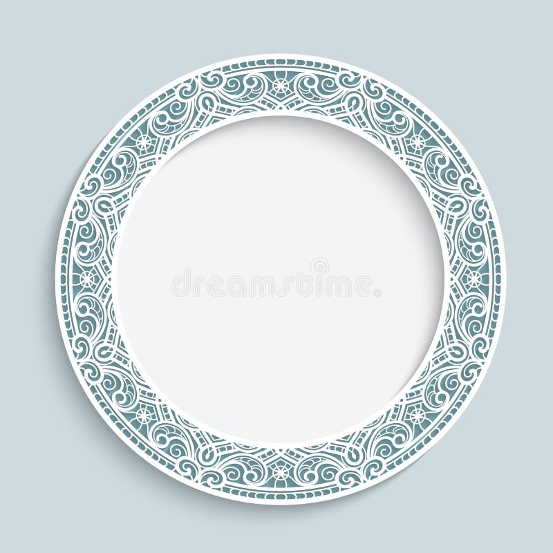 Empty Plate with Border Ornament Stock Vector - Illustration of elegant ...