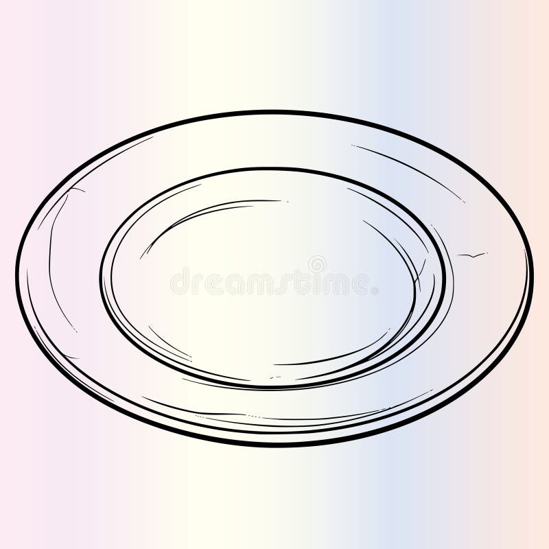 Empty Plate Coloring Pages Drawing for Kids Stock Vector - Illustration ...