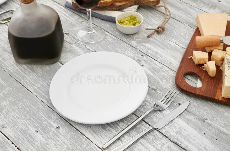 Empty Plate on Dinner Table Stock Photo - Image of dining, dinner ...