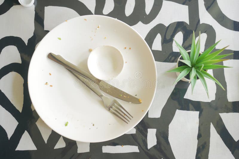 Empty Plate after Eating on Table Stock Photo - Image of finished ...