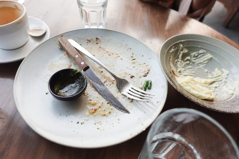 Empty Plate after Eating on Table Stock Photo - Image of concept ...