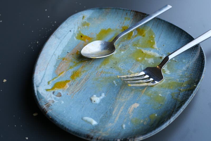 Empty Plate after Eating on Table Stock Image - Image of finished ...