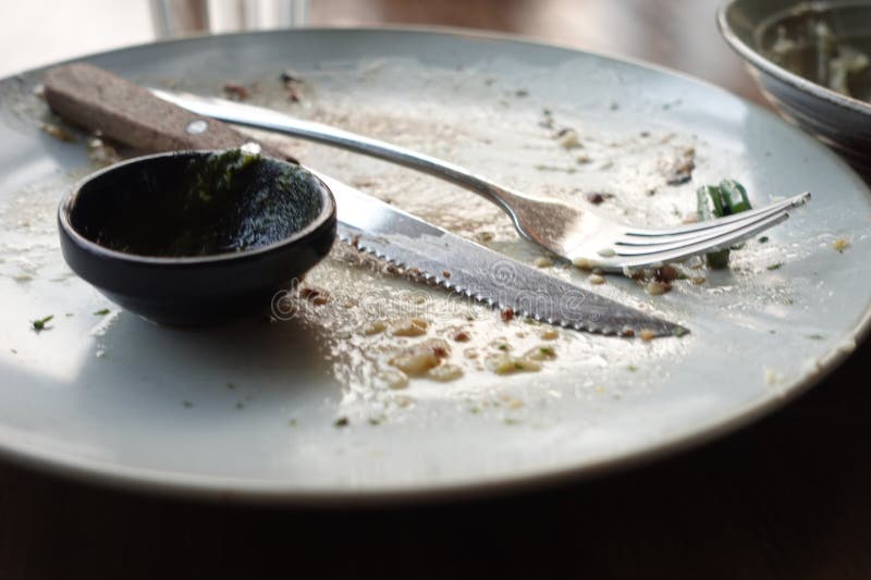 Empty Plate after Eating on Table Stock Image - Image of cutlery ...