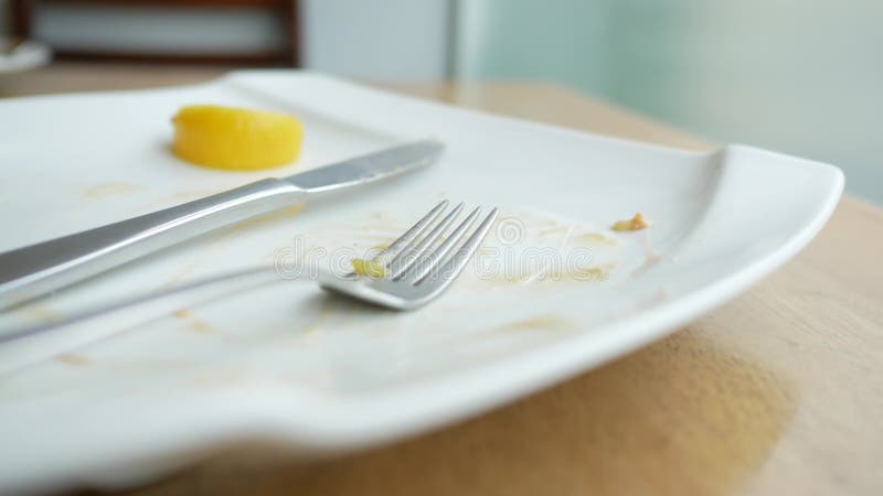 Empty Plate after Eating on Table Stock Footage - Video of cutlery ...