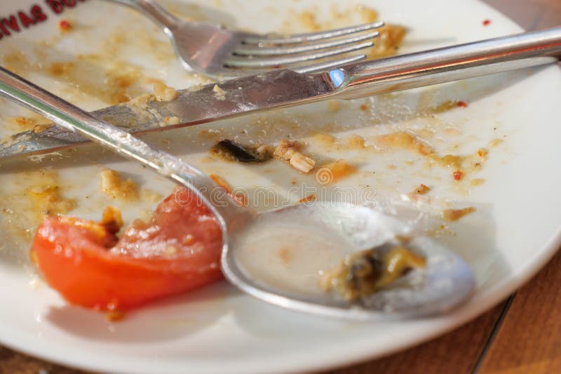 Empty Plate after Eating on Table Stock Image - Image of finished ...