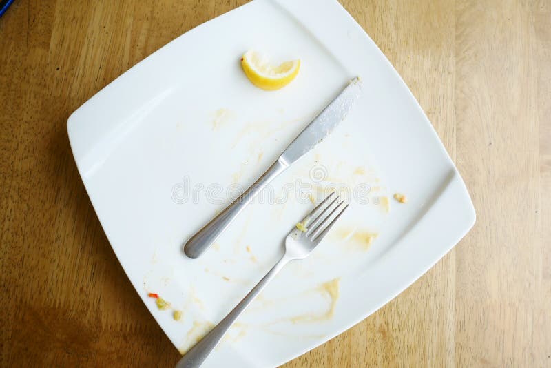 Empty Plate after Eating on Table Stock Image - Image of lunch, cutlery ...