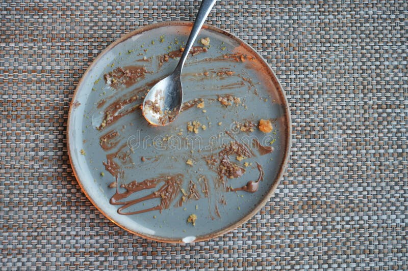 Empty Plate after Eating on Table Stock Photo - Image of used, messy ...
