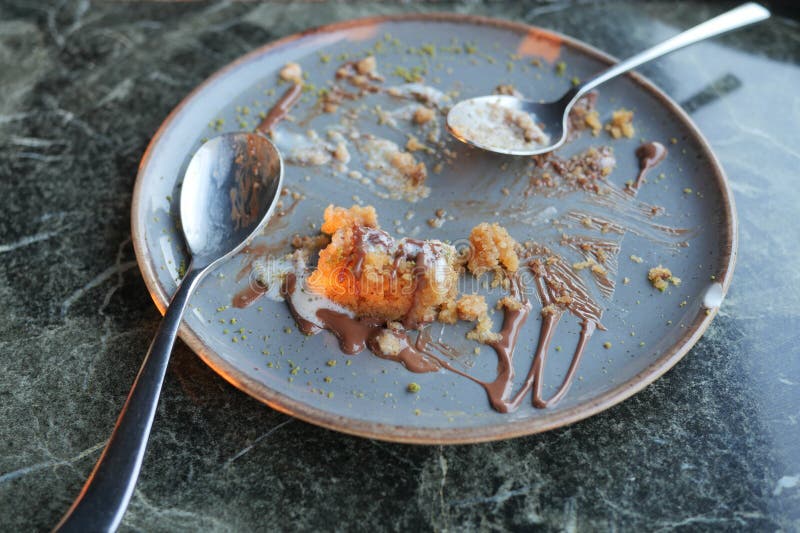 Empty Plate after Eating on Table Stock Image - Image of finished ...