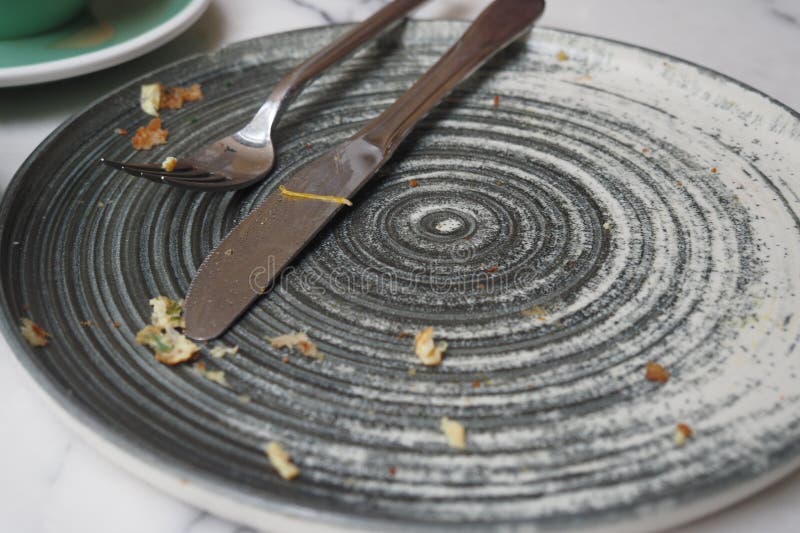 Empty Plate after Eating on Table Stock Photo - Image of kitchen, feast ...