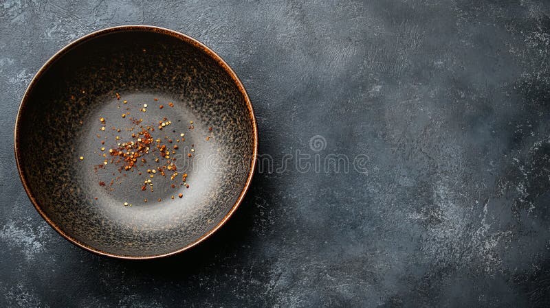 Empty Plate with Few Crumbs on Dark Background in Minimalist Style ...