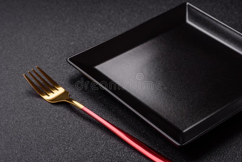 Empty Plate with Fork, Cutlery for Dinner Table Stock Image - Image of ...