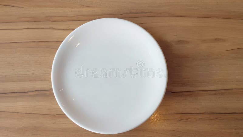 White Food Plate on the Wood Table Stock Image - Image of lunch, floor ...