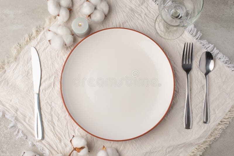 Dinner Plate Setting Top View Stock Image - Image of mediterranean ...