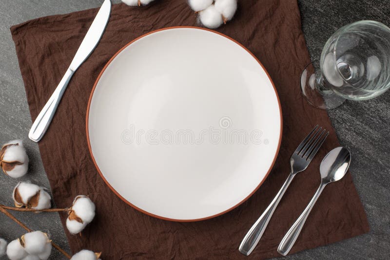 Dinner Plate Setting Top View Stock Image - Image of breakfast, plate ...