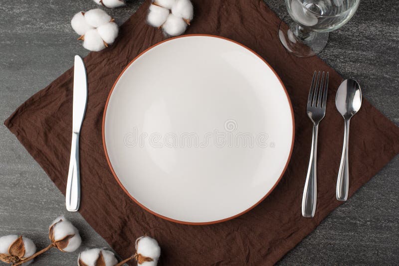 Dinner Plate Setting Top View Stock Image - Image of breakfast, plate ...