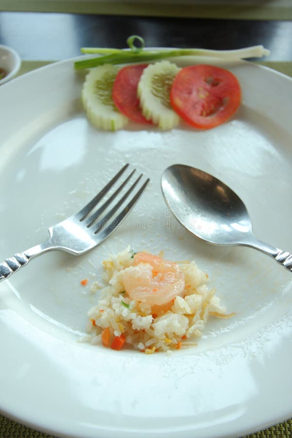 Almost Empty Plate of Fried Rice Eaten Stock Image - Image of eating ...