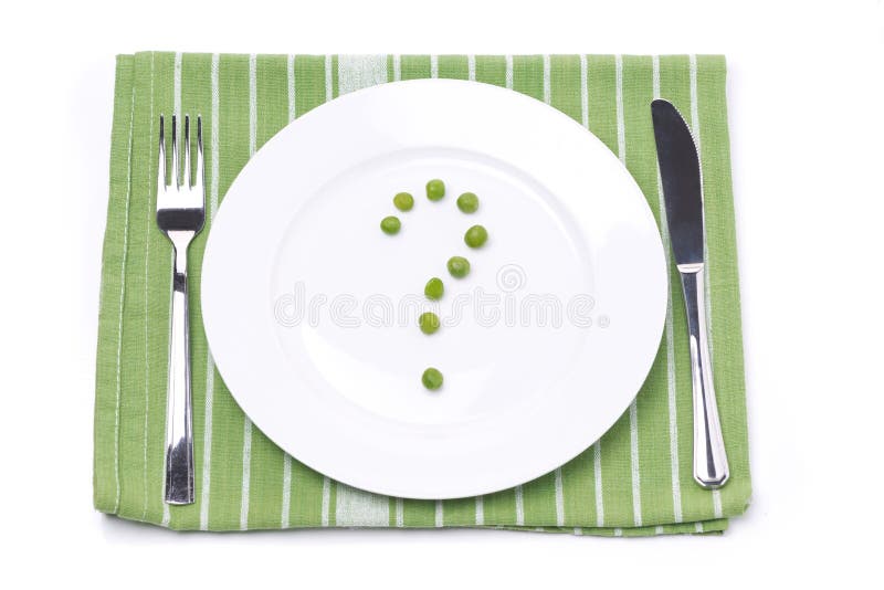 Empty Plate with Green Peas in the Shape of a Question Mark Stock Image ...