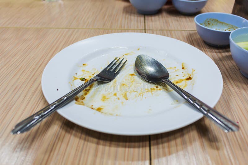 Empty plate left after stock image. Image of crockery - 73962639