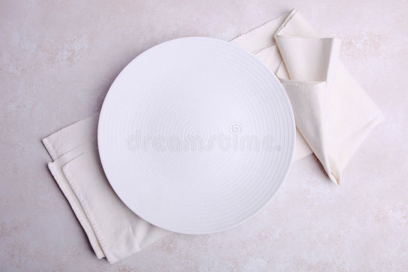 Empty plate on napkin stock photo. Image of serving - 153895038