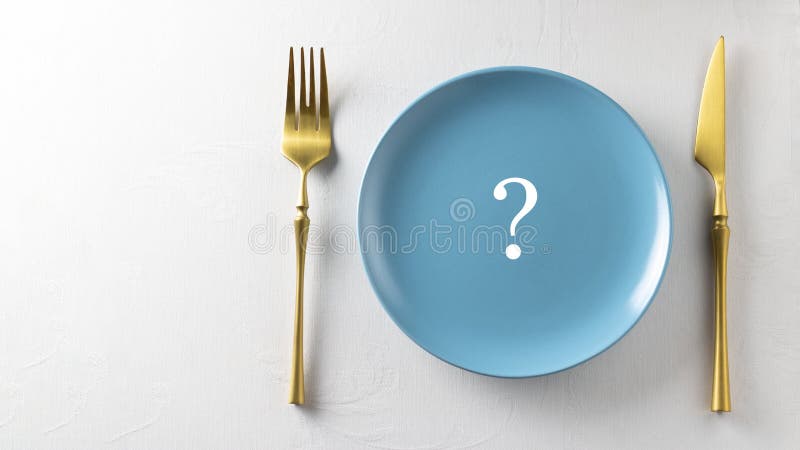 Empty Plate with Question Mark on White Table. Nutrition and Diet ...