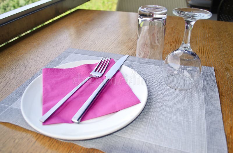 Empty Plate on Restaurant Table Stock Photo - Image of plate ...