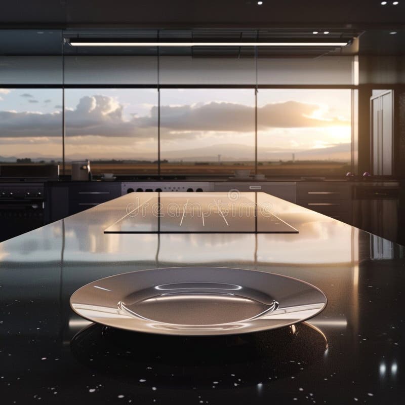 Empty Plate on a Runway in a Kitchen Setting Stock Illustration ...