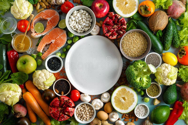 Empty Plate Set Healthy Food Top View Healthy Food Stock Photo - Image ...