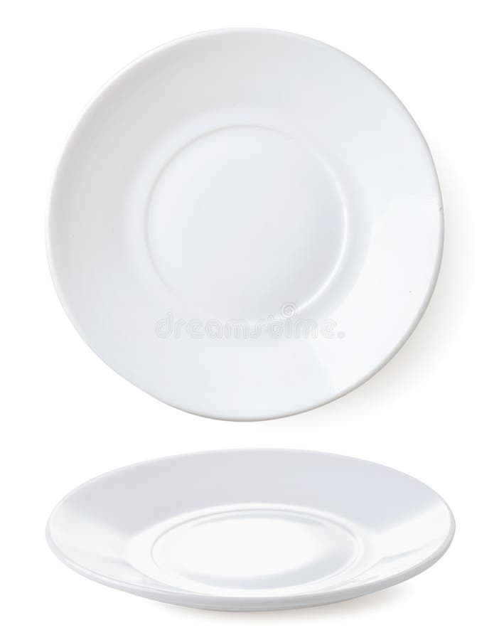 Empty Plate Side View and Top on White Background. Isolated Stock Photo ...