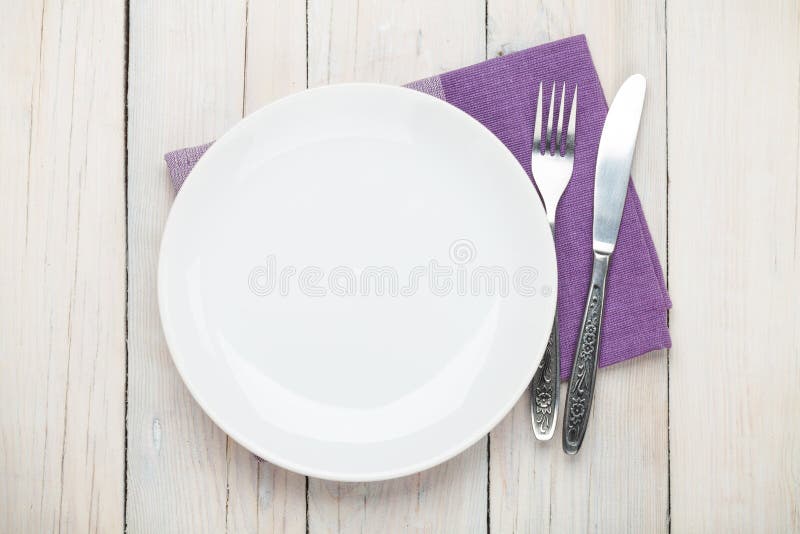 Empty Plate, Wine Glasses and Silverware Set Stock Image - Image of ...