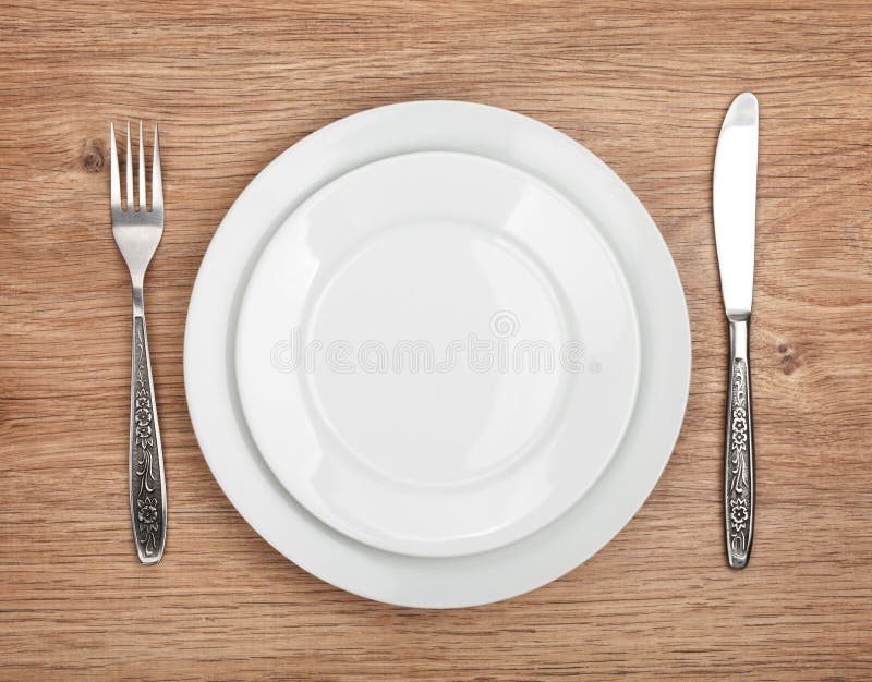 Empty Plate and Silverware Set Stock Photo - Image of dishware, empty ...