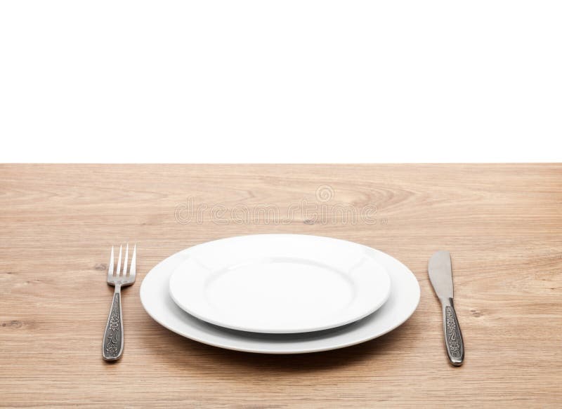 Empty Plate and Silverware Set Stock Photo - Image of dining, empty ...