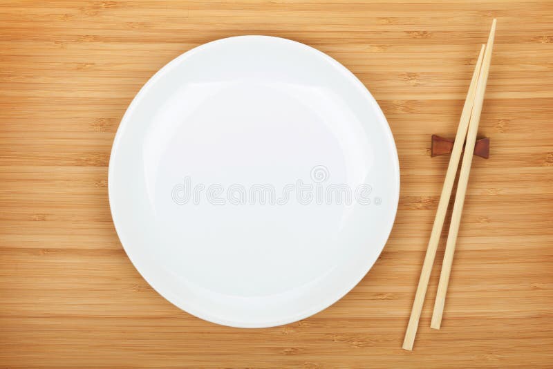 Empty Plate and Sushi Chopsticks Stock Photo - Image of closeup ...