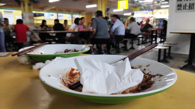 Empty Plate on the Table in a Hawker Center Editorial Stock Photo ...