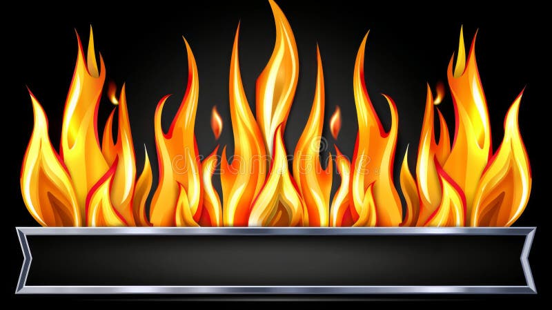 Empty Plate for Text and Flames on Top Stock Illustration ...