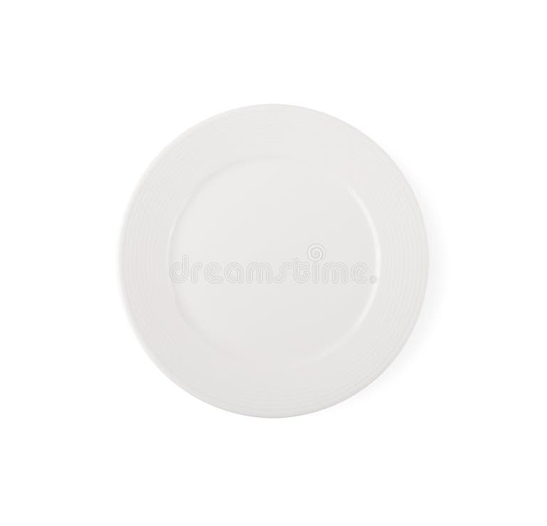 Empty Plate Top View on White Background Stock Photo - Image of ...