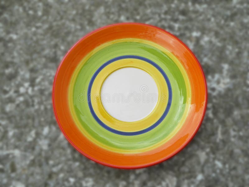 Empty Plate with Various Color Border Stock Image - Image of drink ...