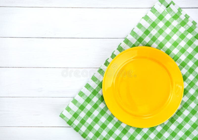 Empty Plate on Wooden Table. Top View Stock Photo - Image of dining ...