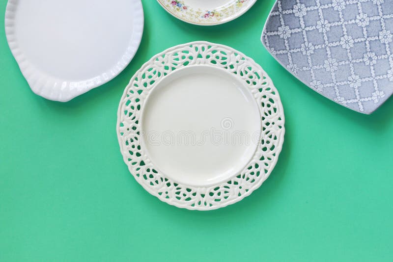 Empty plates, copy space stock photo. Image of food - 212573818