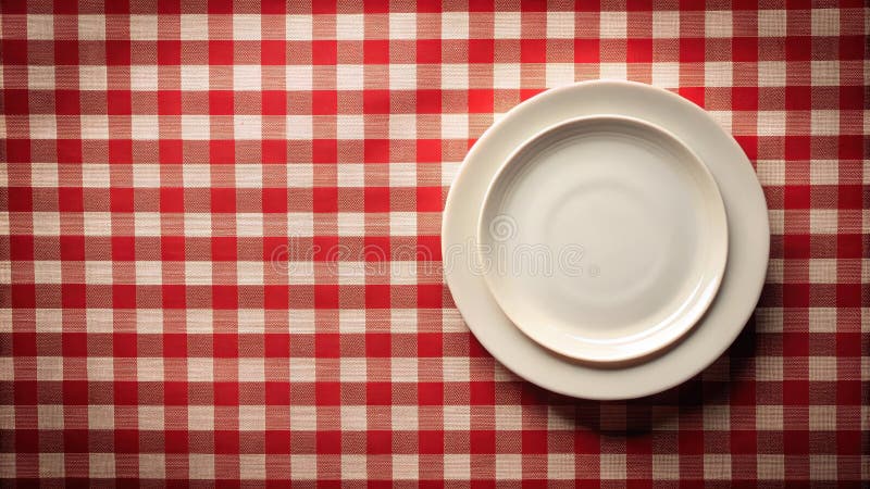 Empty Plates on a Red and White Checkered Tablecloth, Ready for a Meal ...