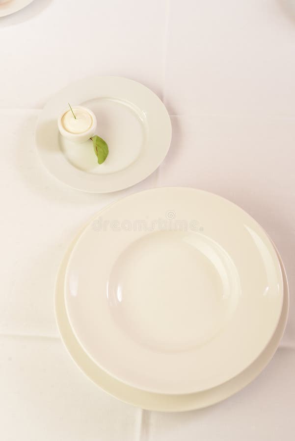 Empty Plates Served for Soup in Restaurant Stock Image - Image of ...