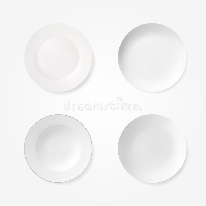 Empty Plates Set Isolated on White Background Stock Vector ...