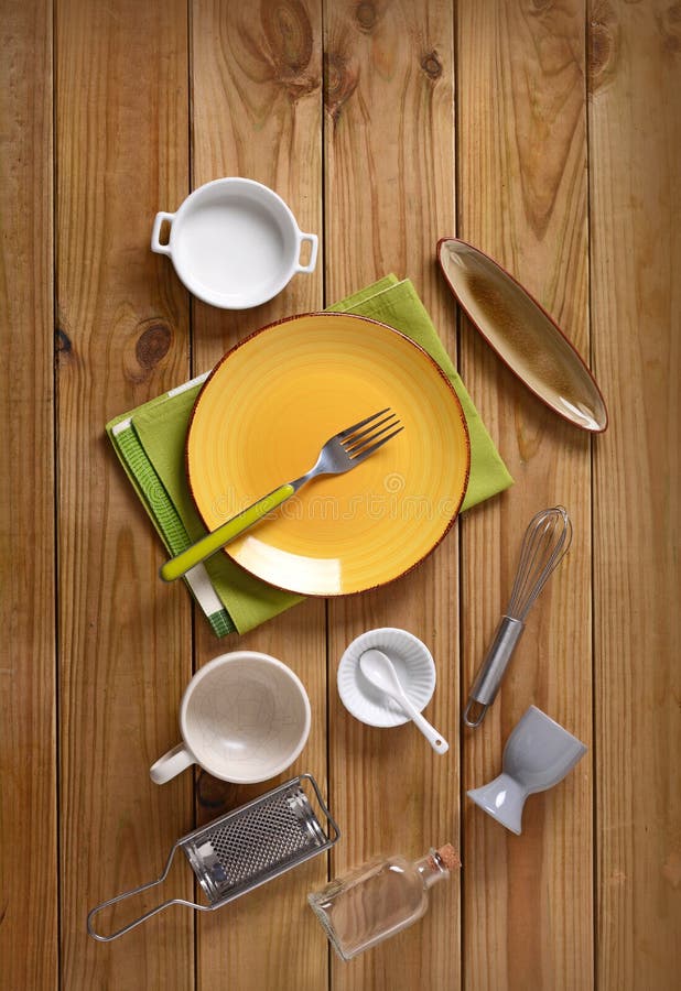 Empty plates on the table stock photo. Image of colorful - 83254416