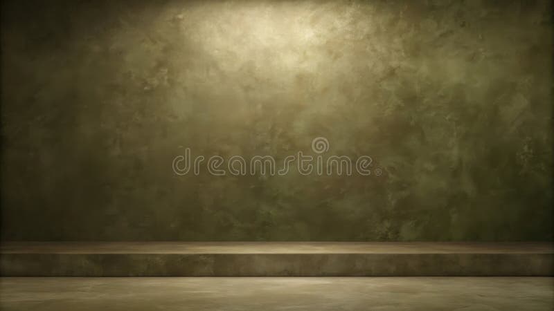 Empty Platform Against a Textured Olive Green Wall. Generative AI Stock ...