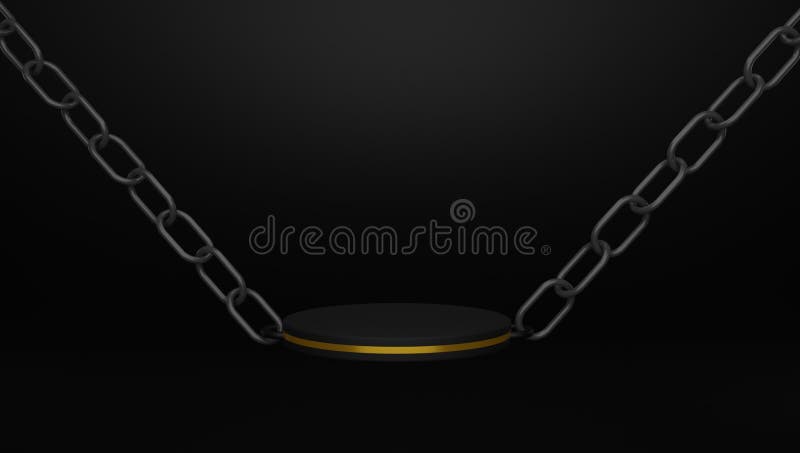 Empty Platform with a Chain Against a Black Backdrop. 3d Render Stock ...