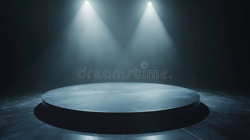 The Empty Platform of a Futuristic Stage is Grey and Illuminated by ...