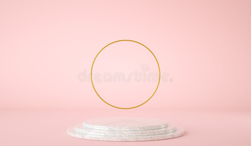 Empty Platform for Product Presentation with Golden Ring. 3d Render ...