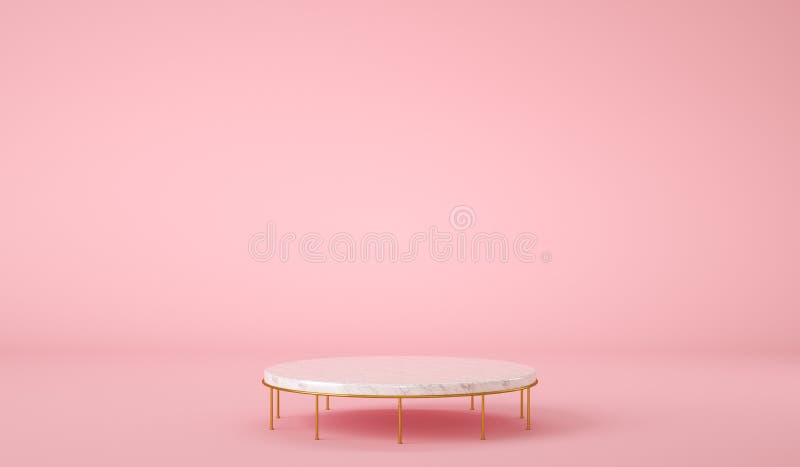 Empty Platform for Product Presentation with Golden Ring. 3d Render ...