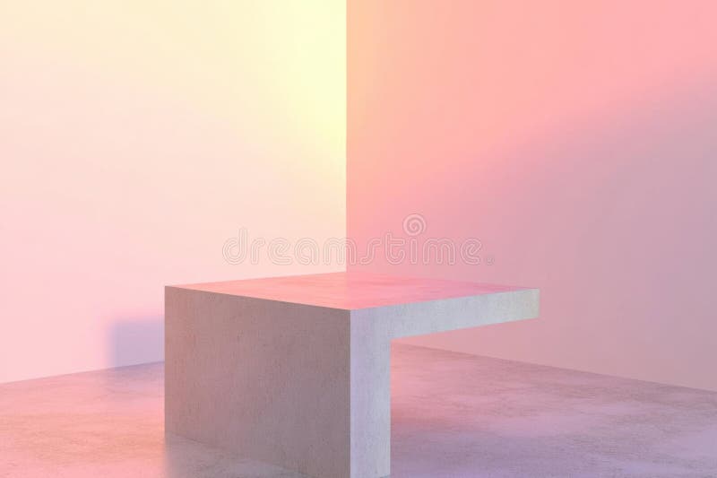 Empty Platform Stands in Corner with Pastel Colors and Minimalist ...